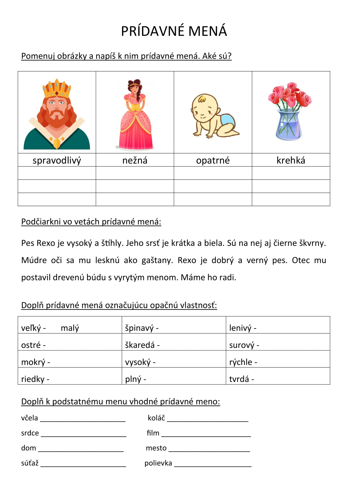 pracovné listy a hádanky, podstatné mená, prídavné mená - Slovenský Jazyk | UčiteliaUčiteľom.sk